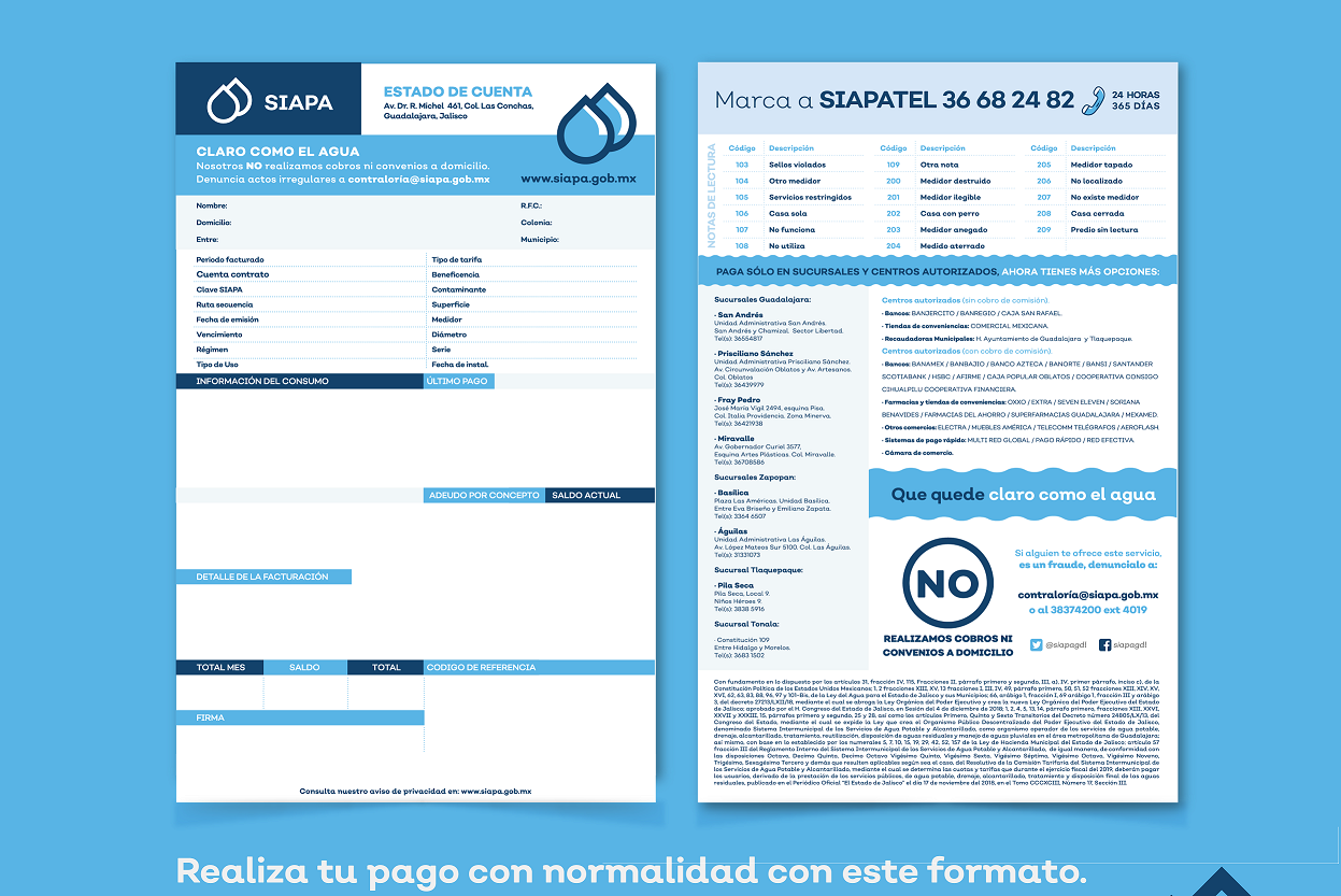 SIAPA muestra la nueva cara de sus estados de cuenta